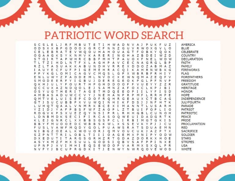 Free Printable Patriotic Word Search Game - Life Should Cost Less