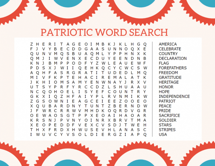 Free Printable Patriotic Word Search Game - Life Should Cost Less