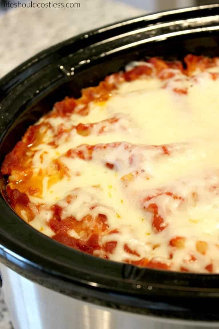 Deep Dish Slow Cooker Lasagna - Life Should Cost Less
