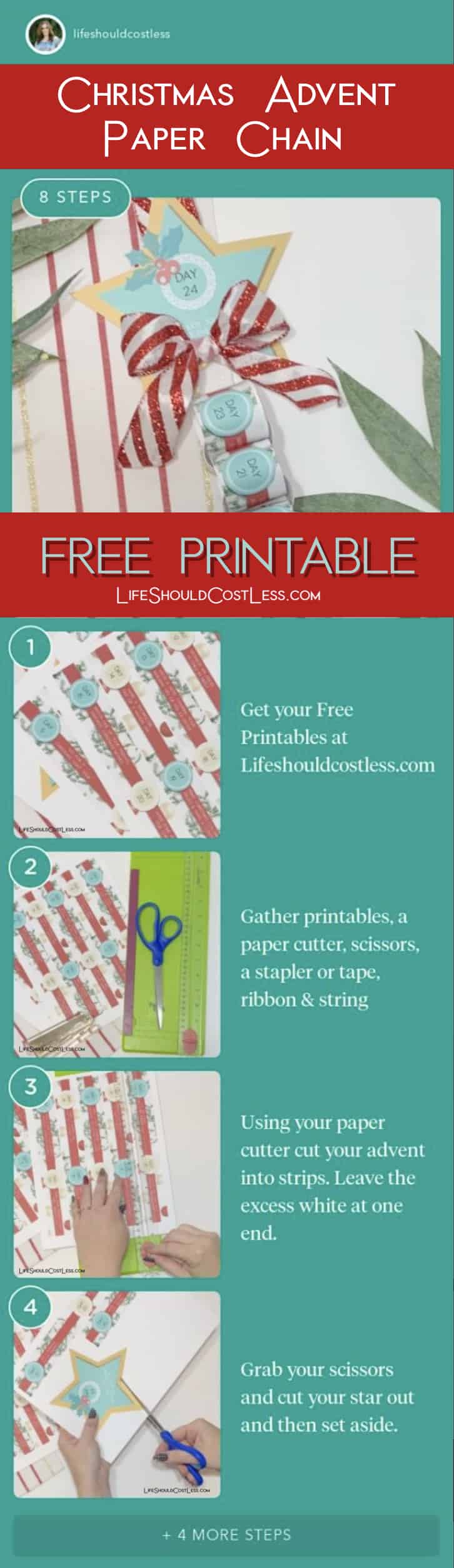 Christmas Advent Paper Chain Free Printable Kids Craft - Life Should ...