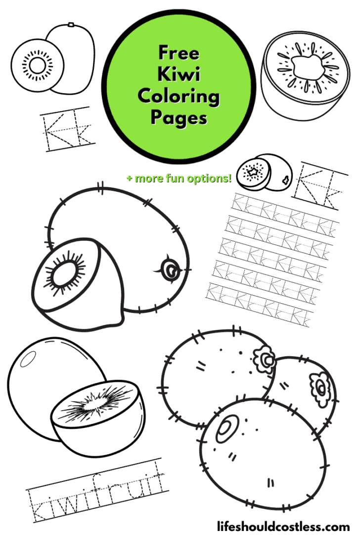 Kiwi Coloring Pages (free PDF prints) - Life Should Cost Less