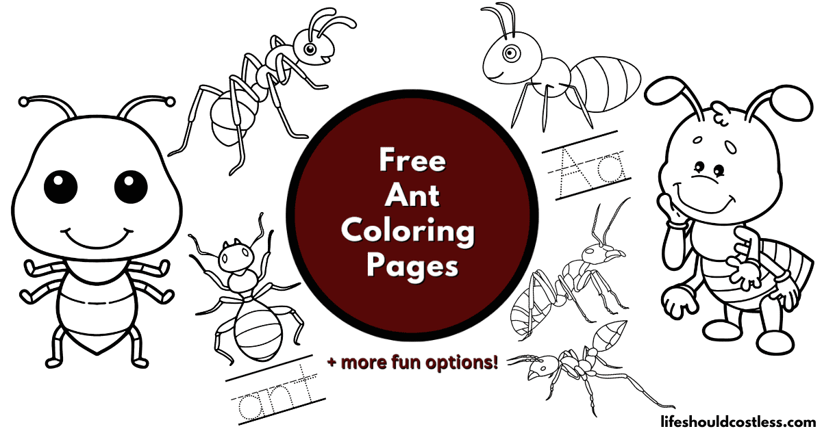 Ant Coloring Pages (free printable PDF templates) - Life Should Cost Less