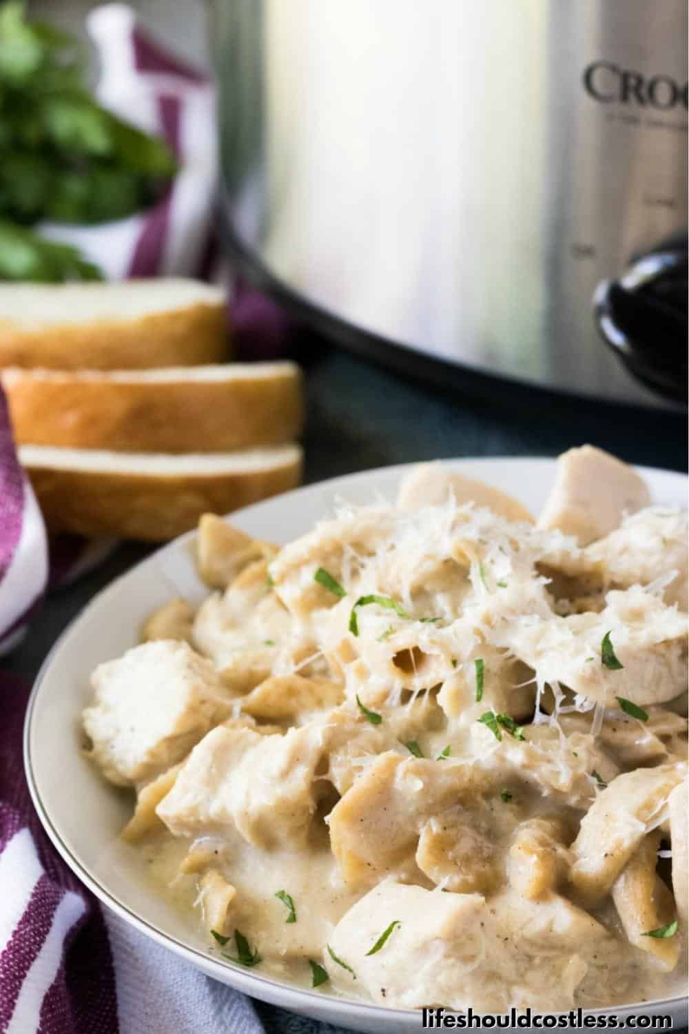Easy Crock Pot Chicken Alfredo - Life Should Cost Less
