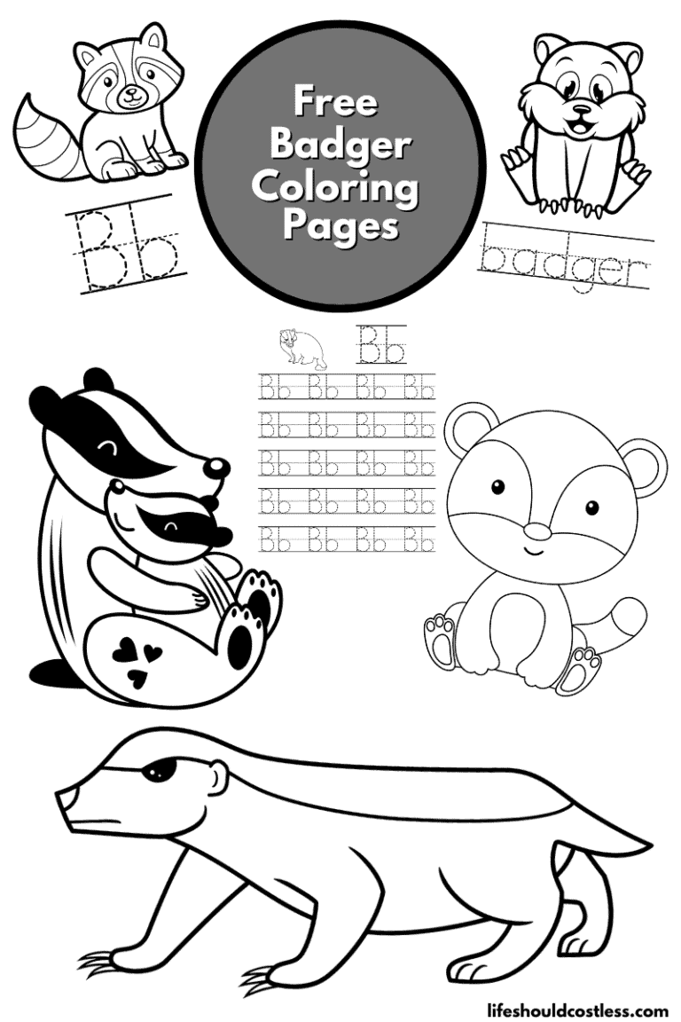 Badger Coloring Pages (free printable PDF templates) - Life Should Cost ...